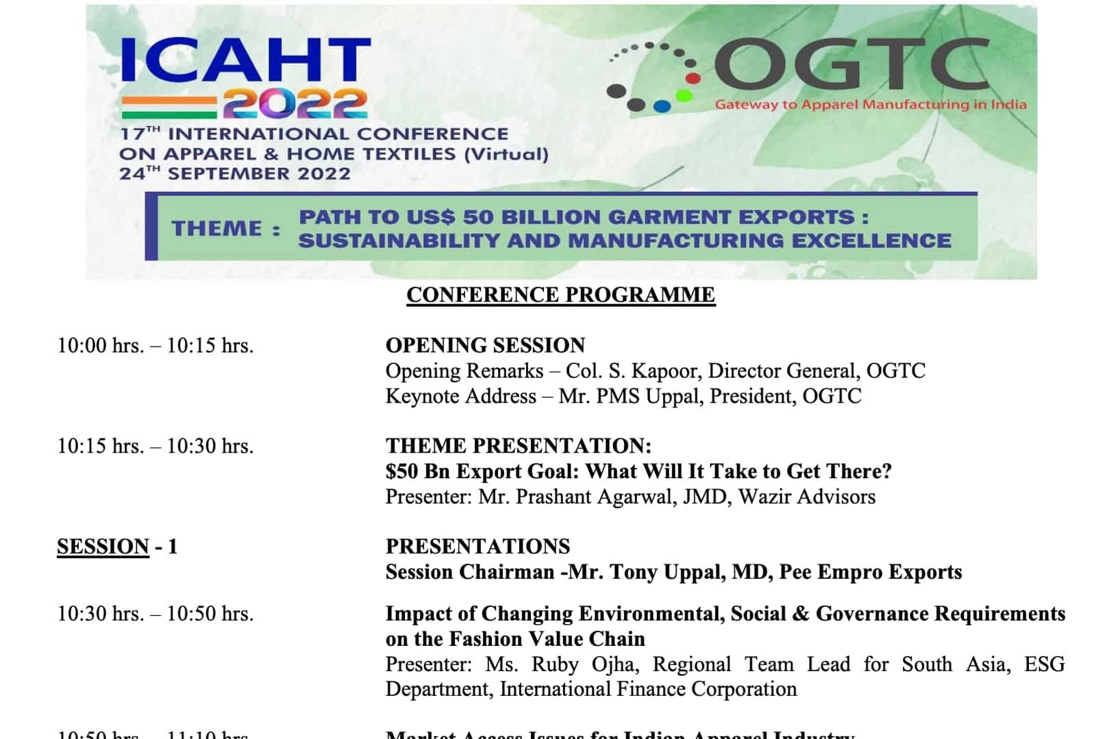 ICAHT-2022 (Virtual) - OGTC
